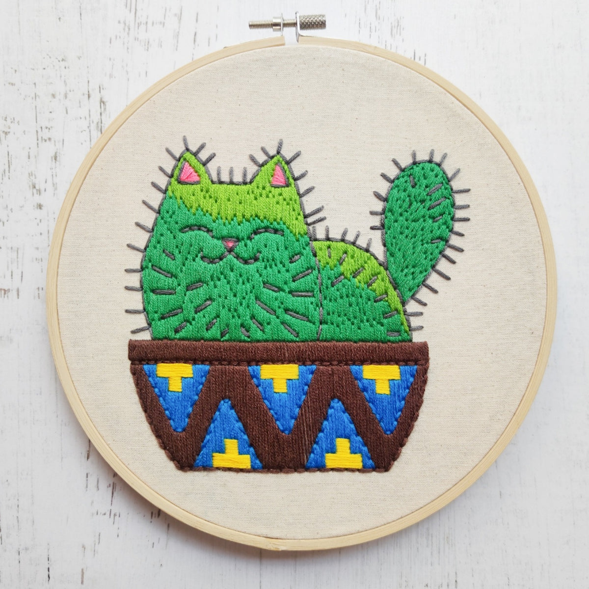 Kit de bordado Gato Cactus (MY KIT) - Sin Enredos